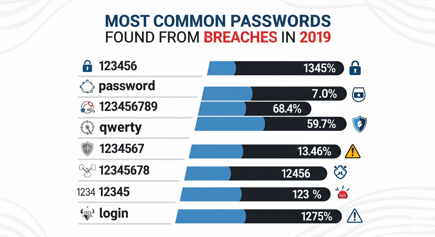 Most Common Passwords Found From Breaches in 2019